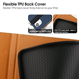 for iPad Pro 12.9 Case 2022/2021/2020/2018, for iPad 12.9 Inch Pro Case 6th/5th/4th/3rd Generation w/Pencil Holder, Folio Stand Protective Cover, Auto Sleep/Wake, Multiple Angles, Blue/Brown