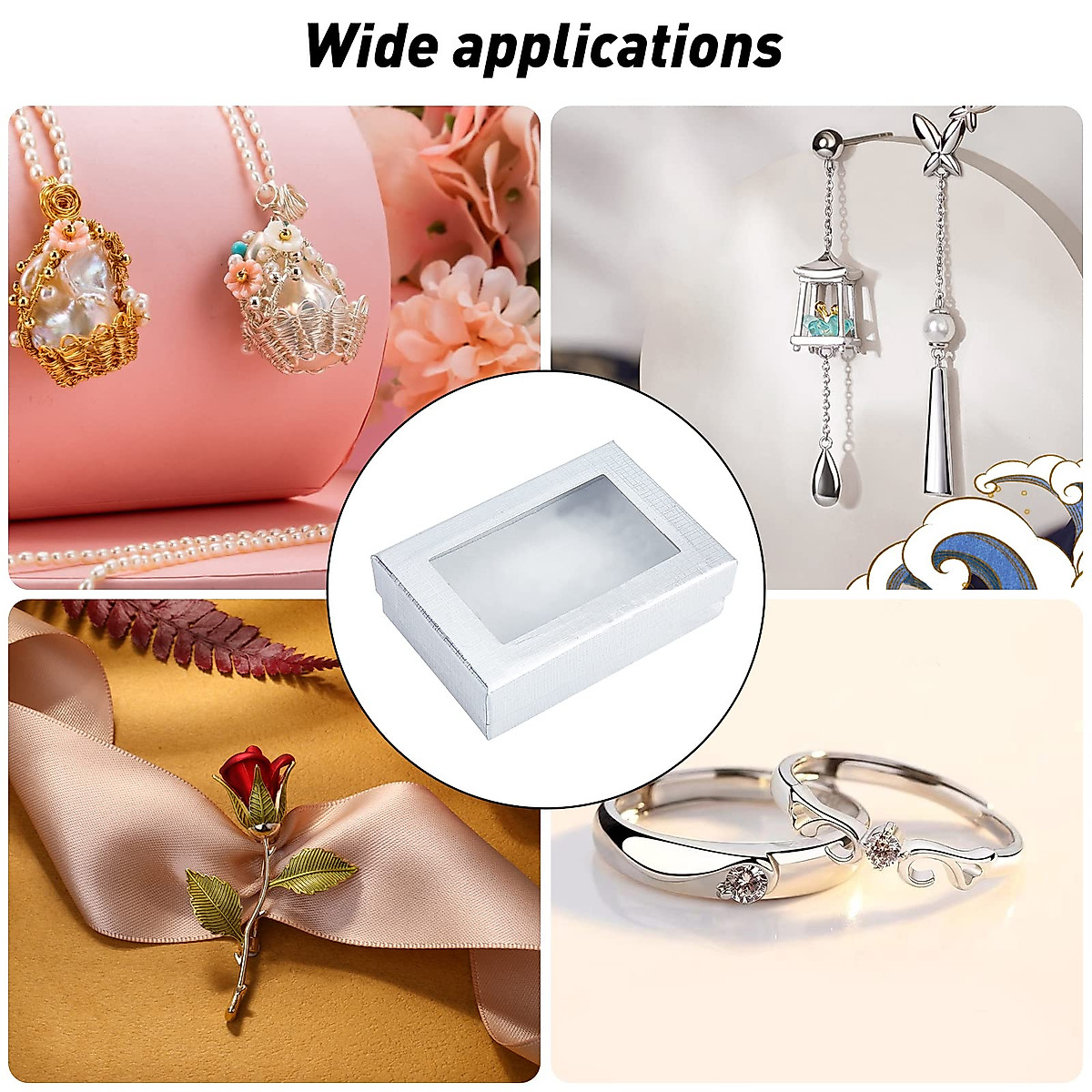 NBEADS 30PCS Silver Gift Boxes Presentation Box with Padding - Birthday Gift Box - Nail Packaging Boxes Cardboard Jewelry Boxes 3.54"x2.56"x1.1" for Christmas Packaging