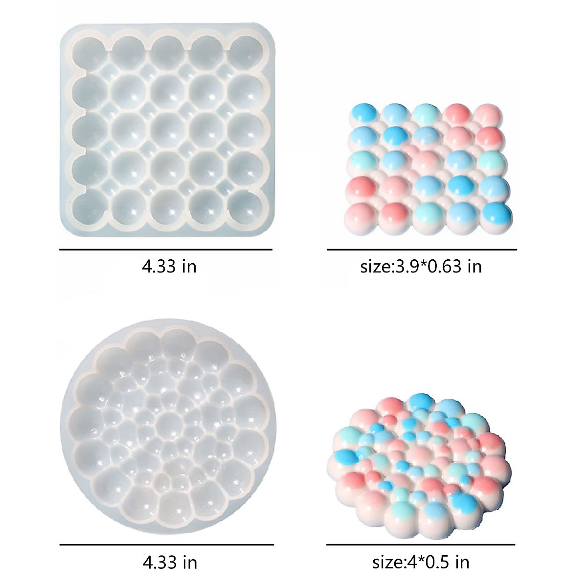 Coaster Molds for Epoxy Resin Casting,2pcs Geode Coaster Silicone Molds,Bubble Tray Resin Mold for Epoxy Resin-Irregular Epoxy Mold for DIY Resin Agate Slice,Candle Holder,Soap Dish,Home Decoration