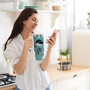 Burbuja Cute Marine Animals 40oz Insulated Tumblers with Handle and Straw Lid, Double Wall Stainless Steel Travel Mug Leak-Proof, BPA Free, Gift for Mom Dad