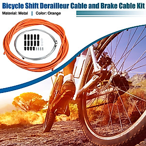 X AUTOHAUX 1 Set Universal Bicycle Shift Derailleur Cable and Brake Cable Kit for Bicycle Mountain Road Bike Orange