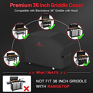Comnova Griddle Cover for Blackstone 36 Inch Griddle with Hood - 600D Flat Top Grill Cover for Blackstone Pro Series Griddle Heavy Duty Waterproof, 36 in BBQ Cover for Blackstone 1984, 1902 and More