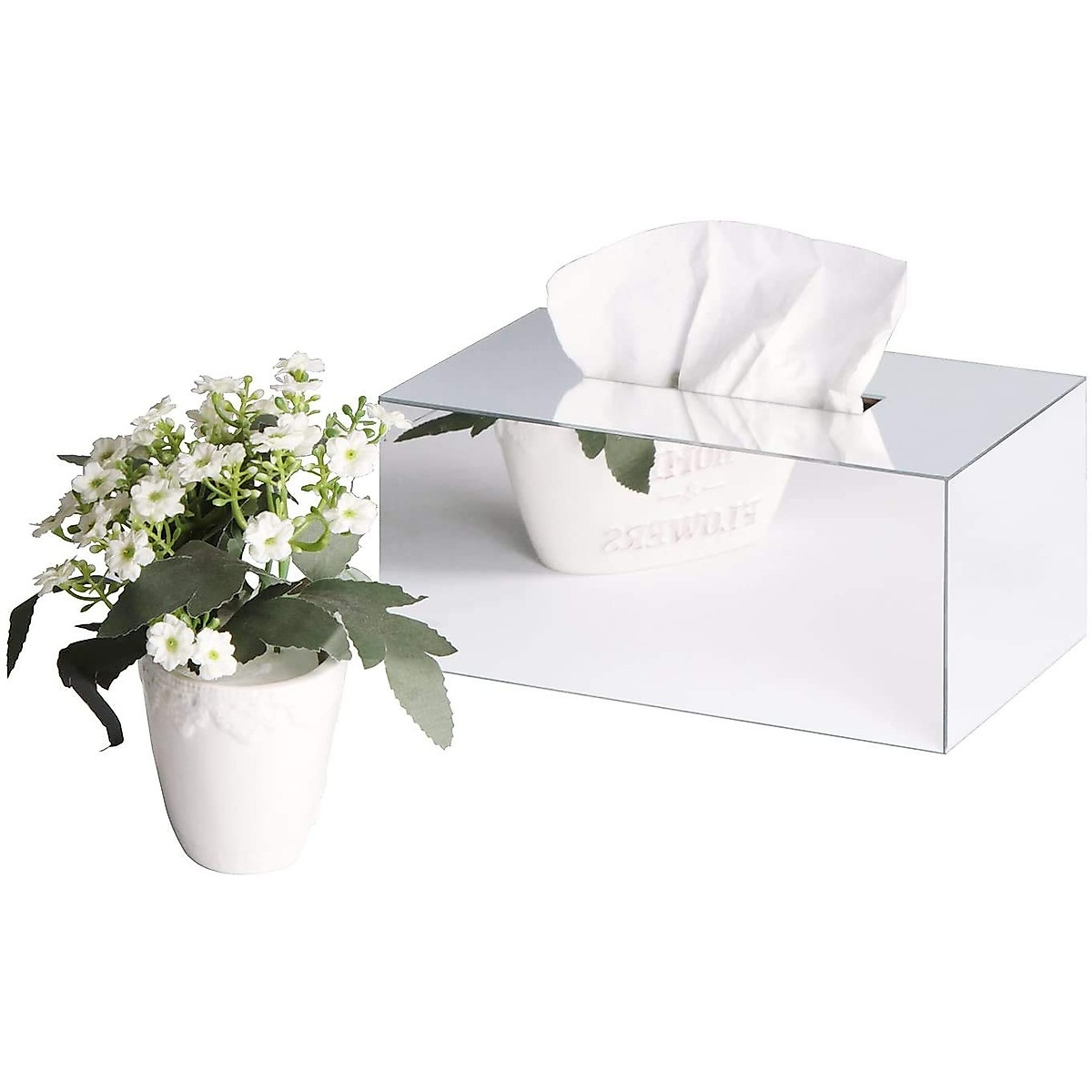 JackCubeDesign Overall Acrylic Mirror Rectangle Tissue Box Holder Case Storage Case Stand Box Napkin Holder Organizer (9.53 x 5.63 x 4.33 inches) - MK219B