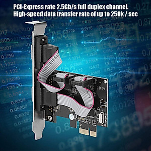 Eboxer 2 Port PCI Express RS232 Serial Adapter, PCIe to RS232 Serial Port Host Controller Expansion Card for Laptop PC, 2.5Gb/s Full Duplex Channel, Plug and Play