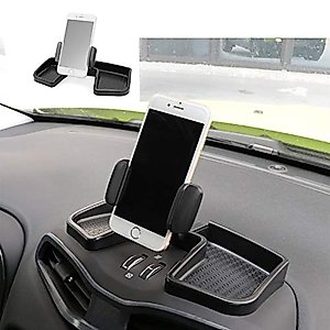 Camoo for Jeep Renegade Phone & GPS Car Holder 360 Degree Rotation with Organizer Storage Adjustable Auto Mobile Holder Stand Kit Fits Jeep Renegade 2015-2021 (Black