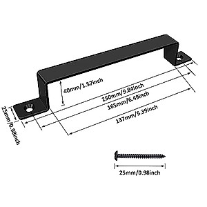 Riuog 2 Pcs 9.8 in Sliding Barn Door Handle Pull, Screen Door Pull, Black Iron Gate Handle Pull for Sliding Barn Doors Gates Garages Sheds (Rectangle, 9.8 in)