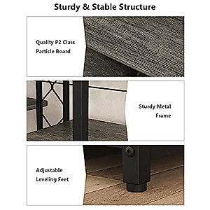 Teraves Modern Wine Rack Table, 47 Inch Wine Baker's Rack with Storage Shelves, 4 Tier Freestanding Wine Rack for Bar, Buffet, Home Kitchen Dining Room Living Room (Black Oak+Black Frame)