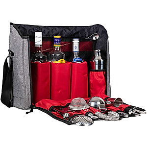Jillmo Travel Bartender Bag, 16 inch Portable Cocktail Shaker Set Bag-Grey (Bag Only)