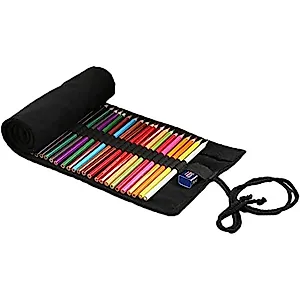 Domccy Canvas Pencil Wrap 72 Holes Roll-Up Pencil Holder Storage Pouch Multipurpose Pencil Case for Coloring Pencil Holder Organizer,Pens