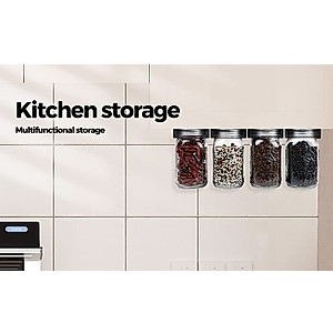 YEEPON mason jar racks, mason jar holders,mason jar holders for hanging,Stainless Steel Holder with 3 Mounting Options for Kitchen, Shelves and Cabinets,Wide Mouth（2Pack