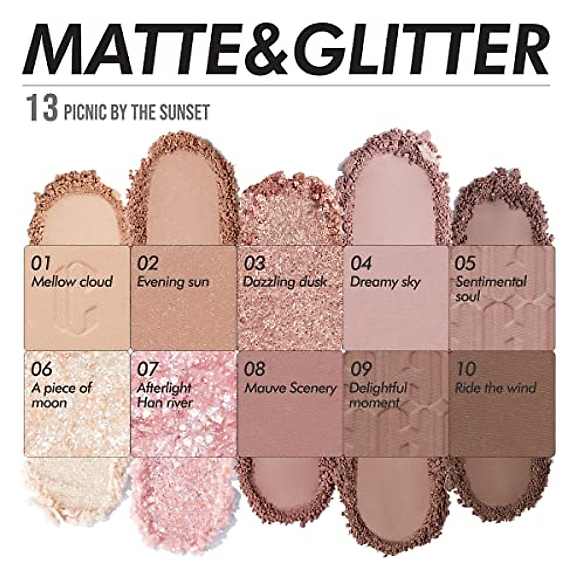 CLIO Pro Eye Shadow Palette, Matte, Shimmer, Glitter, Pearls, Highly Pigments, Long-Wearing (013 PICNIC BY THE SUNSET)