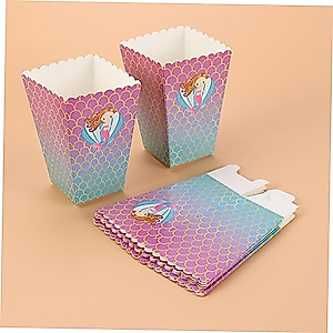 Popcorn Carton 24 Pcs Popcorn Boxes Party Candy Cartons Mermaid Popcorn Boxes Snack Box Mermaid Popcorn Box Scalloped Favor Box