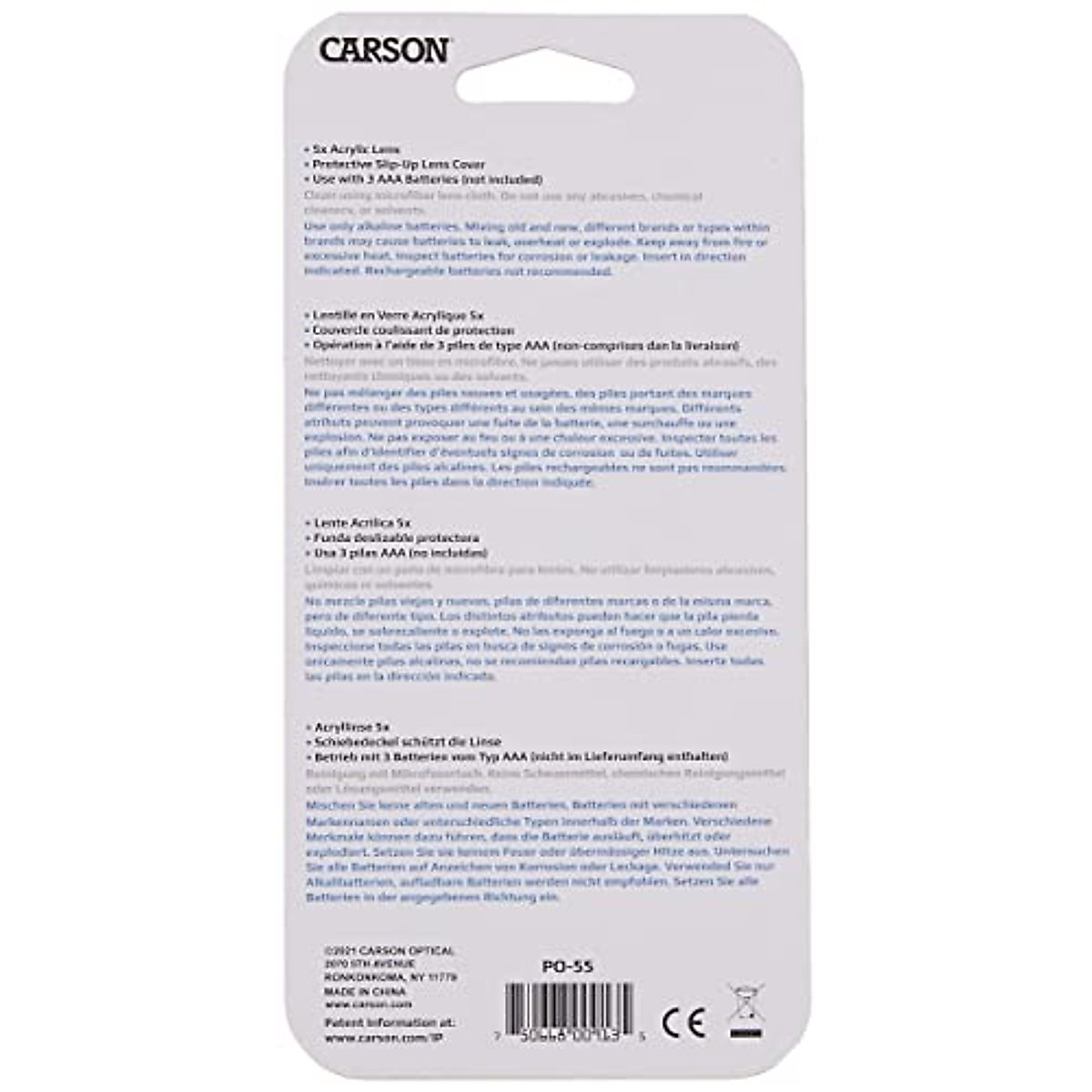 Carson MiniBrite LED Lighted Slide-Out Aspheric Magnifier with Protective Sleeve (PO-55)