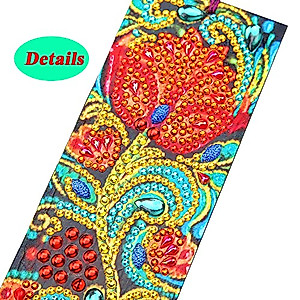 2 Pcs Diamond Painting Tassels Bookmarks Art 5D DIY Rose & Peacock Gem Dotz Rhinestone Kits Leather Bookmark for Graduation Anniversary Birthday Christmas Kids Adults Beginners