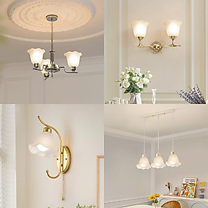 Glass Shade Light Fixture Accessory, Replacement Glass Lampshade with Bell Shaped and trumpet Rim, 1.63inch Fitter, 4.8inch High, 6.4inch Diameter, Lamp Shade Cover for Pendant Lights Table lamp