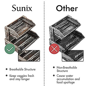 Rustic Fruit Basket Holder, 2 Tier Wood Fruit Stand with Chalkboards, Countertop Fruit and Vegetable Storage for Farmhouse Kitchen, Wooden Fruit Bowl for Vegetable Bread Snacks