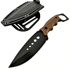 Tactical Knife Hunting Knife Survival Knife Fixed Blade Knife Razor Sharp Edge Camping Accessories Camping Gear Survival Kit Survival Gear Tactical Gear 80244 (Coyote Brown)