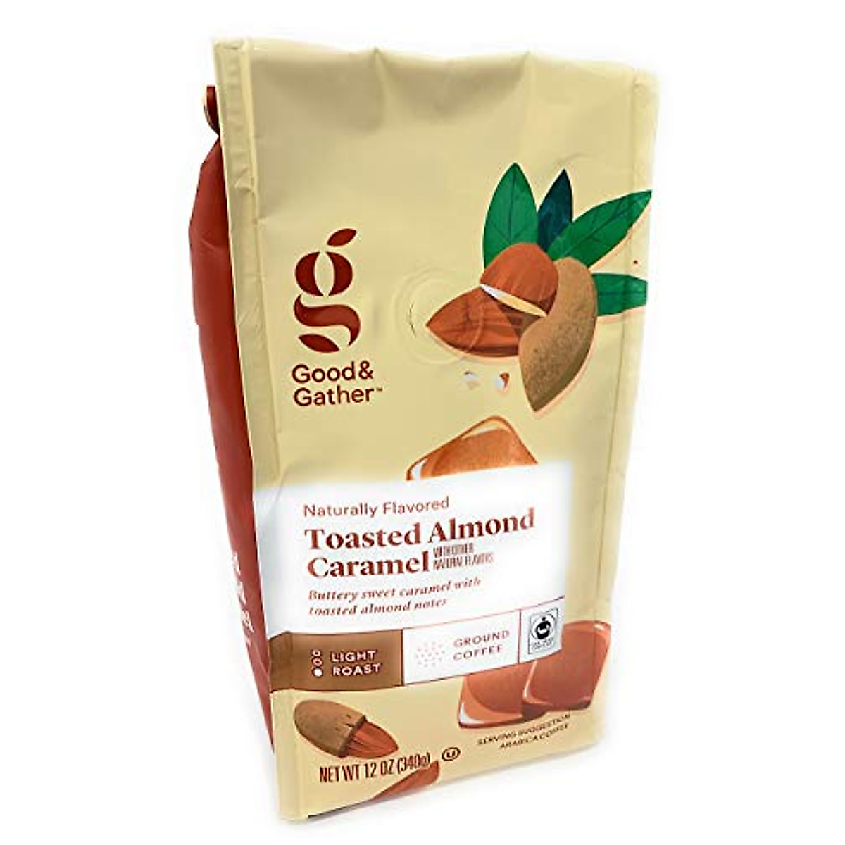 Naturally Flavored Toasted Almond Caramel Light Roast Ground Coffee - 12oz (One Package)