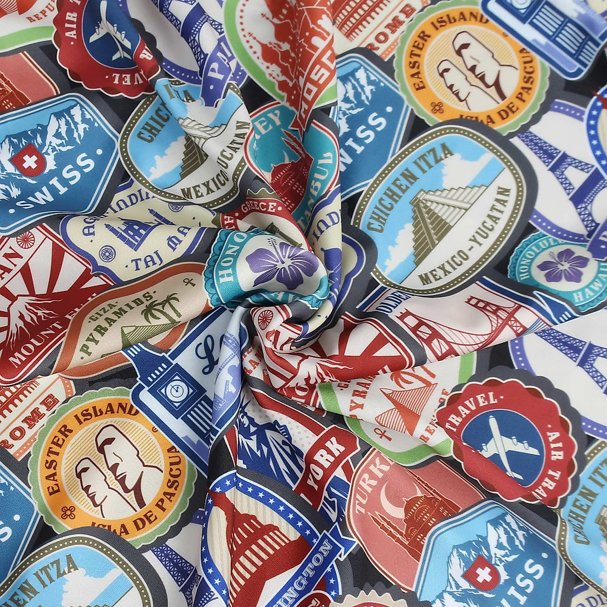 Explore Land Travel Luggage Cover Suitcase Protector Fits 31-32 Inch Case (Landmark Sticker, XL)