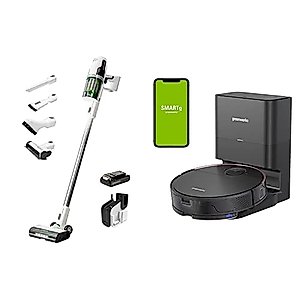 GreenWorks Powerful Brushless Cordless Stick Vacuum and Dtof Laser Navigation Robotic Vacuum