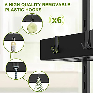 Thideewiz 4 Tier Over the Door Shower Caddy, 32.8inch Height Adjustable Hanging Shower Organizer, Black Metal Rustproof Bathroom Shelves with 6 Plastic Hooks and 2 Suction Cups