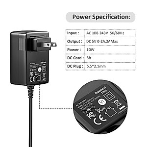Basicvolt 5V 2A AC Adapter, Versatile 5Volt 2Amp Power Supply Wall Charger Power Adapter w/ 8 Tips for Camera, BT Speaker, GPS, USB Hub, TV Box, Webcam, Router and More 5V Electronics