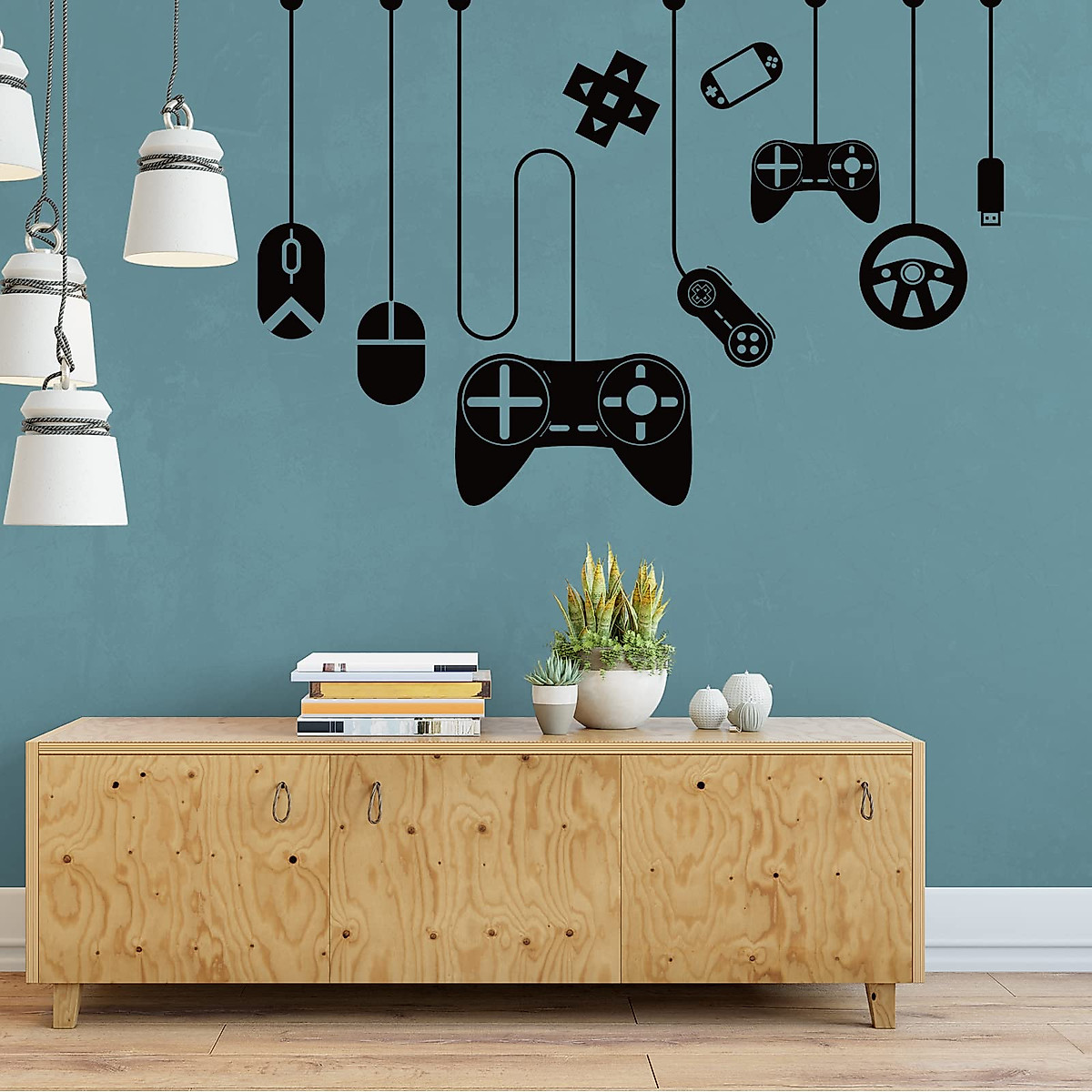 Gamer Sticker, Eat Sleep Game Wall Decal,Gamer with Controller Wall Decal, Game Zone, Video Game, Wall Stickers Mural for Home, Playroom Bedroom Decoration (Black)