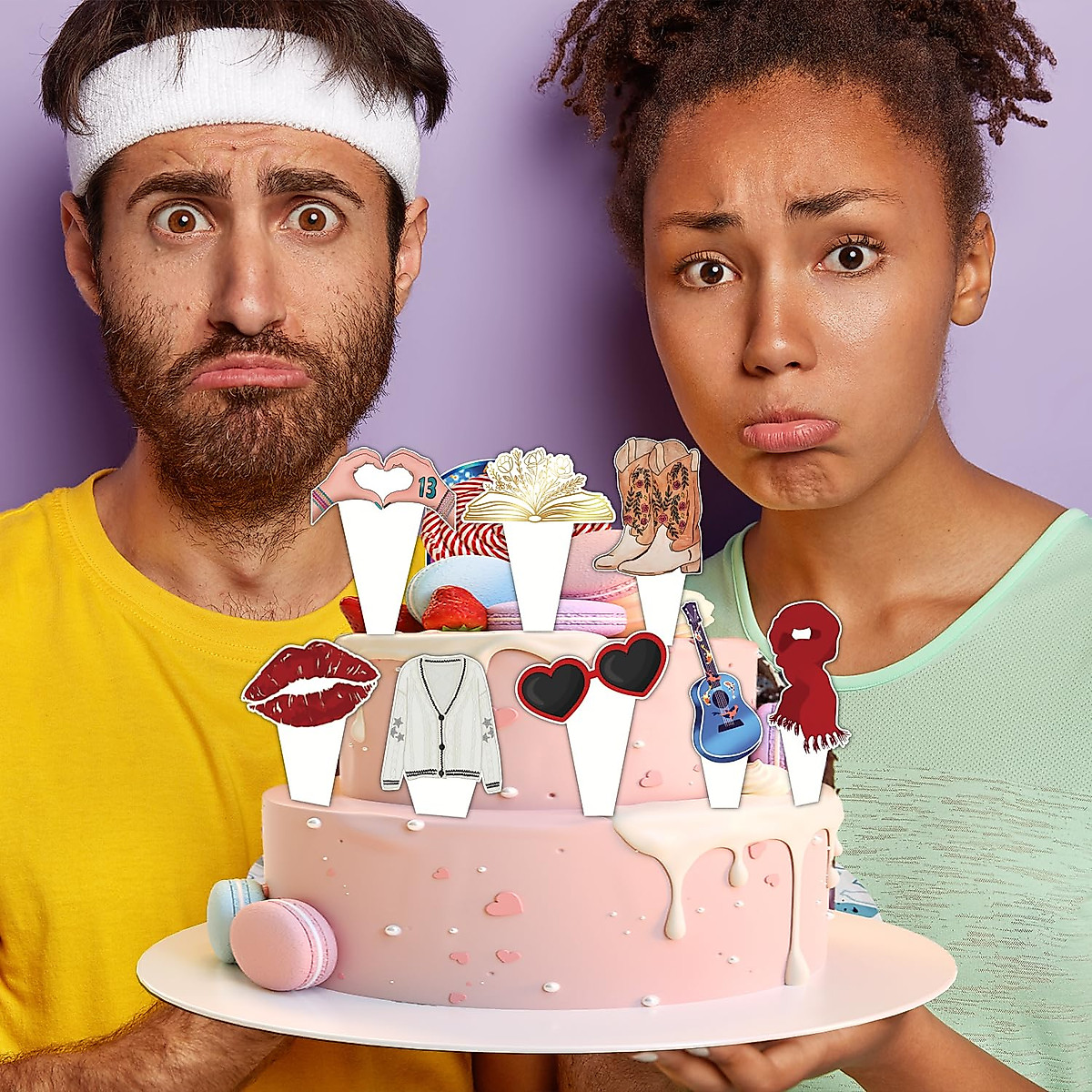 24 Pcs Popular Happy Birthday Era's Party Decorations Cupcake Toppers, Super Star Birthday Party Cake Decorations for Fans Celebration Party, Guitar Themed Party Supplies for Bachelorette Decorations