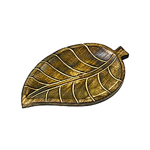 Ajuny Decorative Wooden Tray Platter for Serving Snacks Fruits Hand Carving Home Gifts