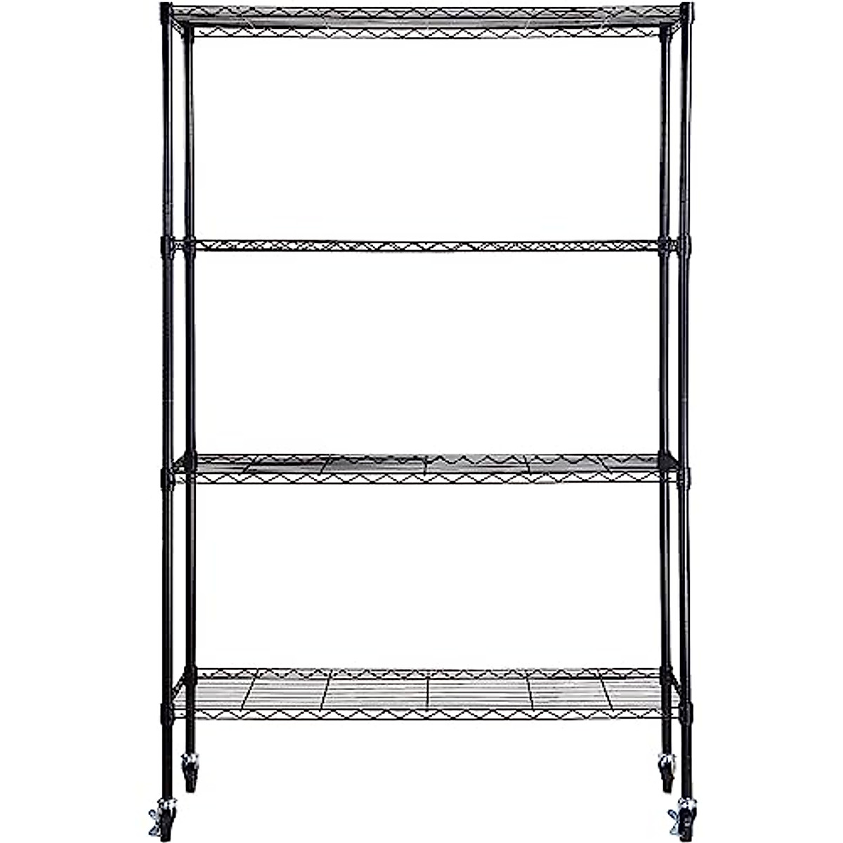 VEVOR Storage Shelving Unit, 4-Tier Adjustable Storage Shelves, 48" L x 18" W x 74" H Garage Storage Shelves, Metal Shelves with Wheels for Kitchen Pantry Basement Bathroom Laundry