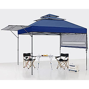 ABCCANOPY Pop up Gazebo Canopy 3-Tier Instant Canopy with Adjustable Dual Half Awnings, Navy Blue