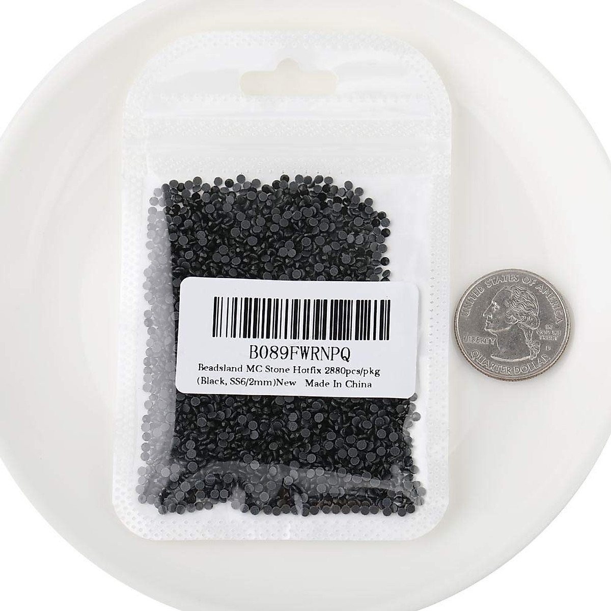 beadsland Crystal Hotfix Rhinestone,Machine Cut Stone 1440pcs/pkg (Black,SS10/3mm)