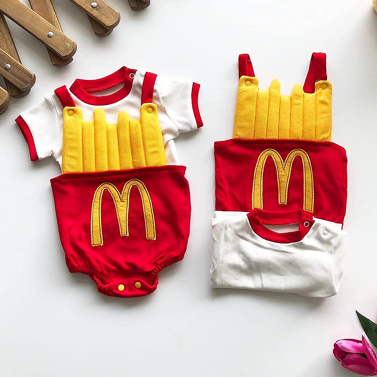 My Cotton Baby Mc Donald's Cotton Baby Salopette, Jumpsuit With Tshirt For Newborns & Infants - 2 Pack Cotton Baby Romper For Unisex, Multicolor, 9-12 Months