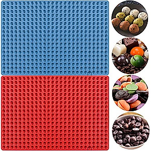 2 Pack 468 Cavity Mini Round Silicone Mold Dog Treats Pan for Cookies, ZONPEN Pet Treats Baking Mold Small Dot Cake Decoration Silicone Baking Mat Cooking Sheets with Red and Blue …