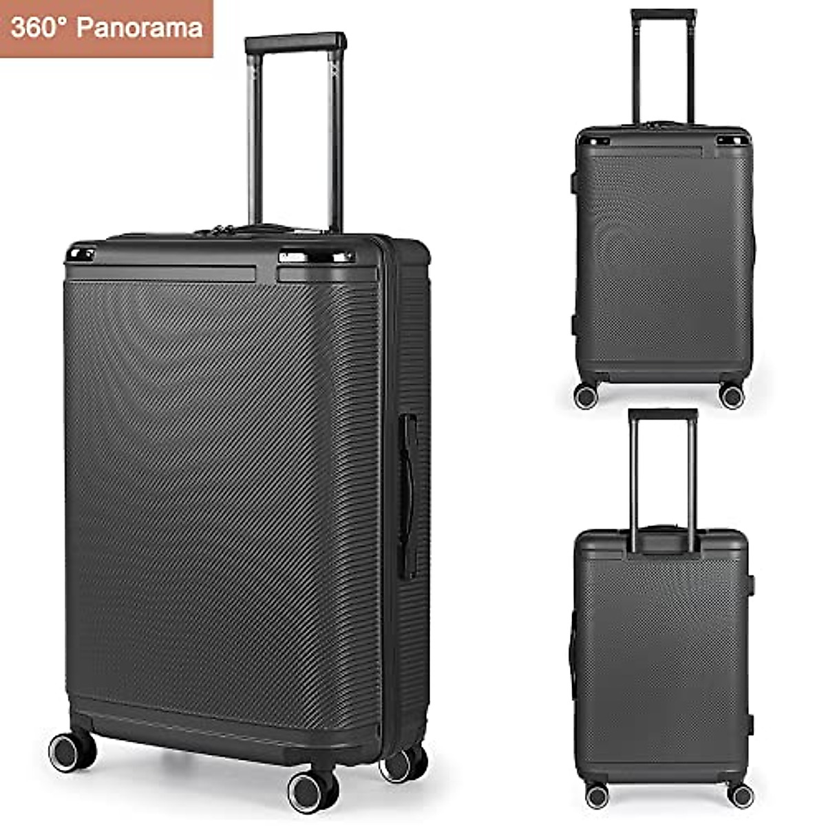 DAMEING Luggage Sets 3 Piece for Women, Hardside Suitcase Set with TSA Approved & Spinner Wheels, 28 inch Large Luggage, 24 inch Luggage, 20 inch Carry on Luggage, Gray