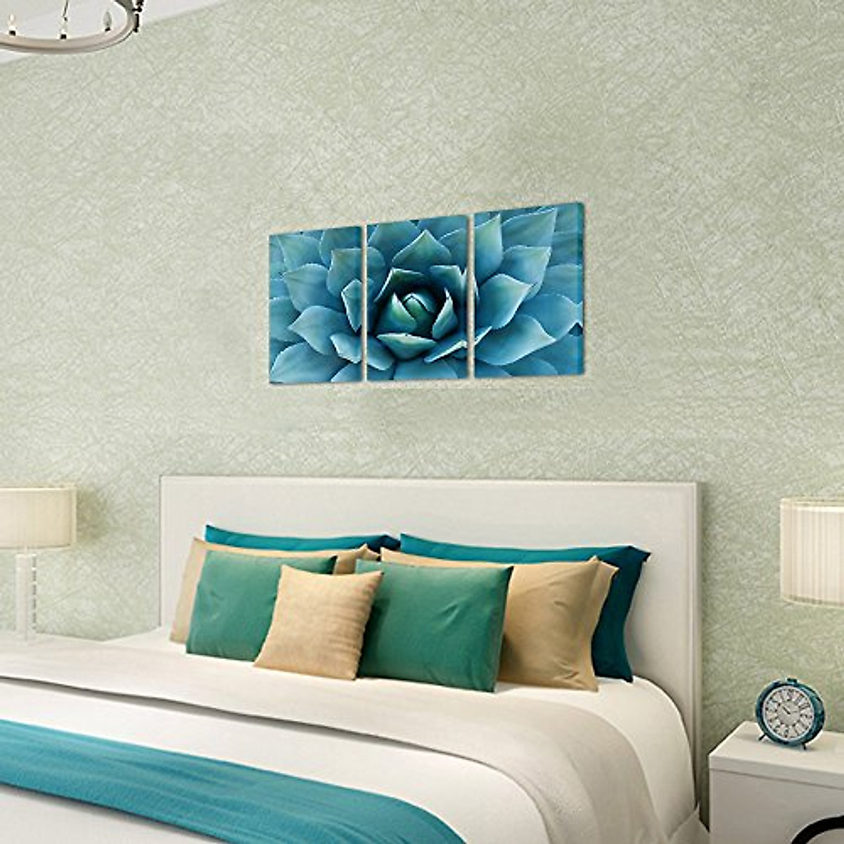 Biuteawal- Modern Canvas Painting Wall Art Blue Agave Picture Plant Painting Wall Decor Turquoise Teal Art Print Gallery Wrap Ready to Hang Modern Bedroom Decorations