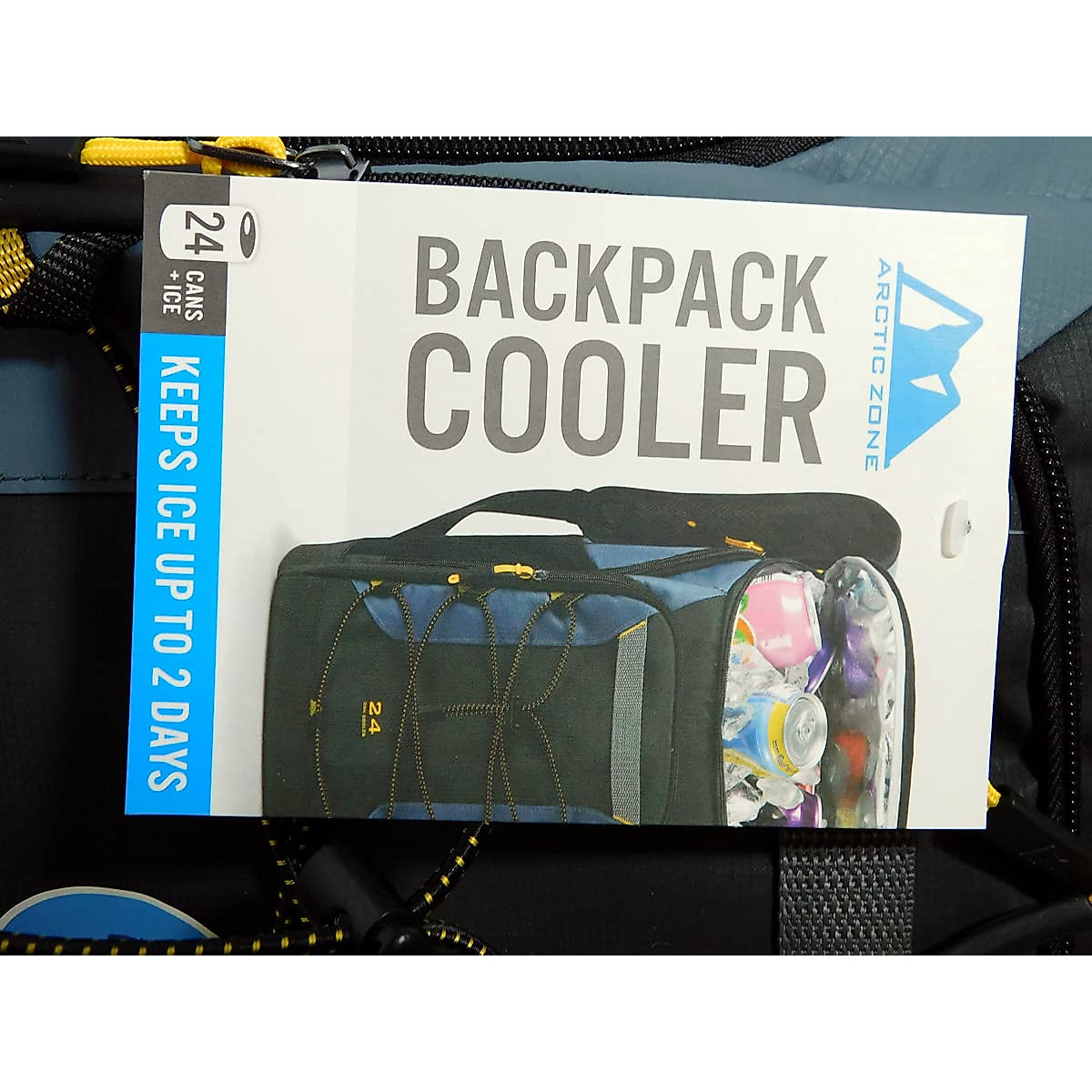 Arctic Zone Backpack Cooler 24 Can + Ice Holder, Black/Blue