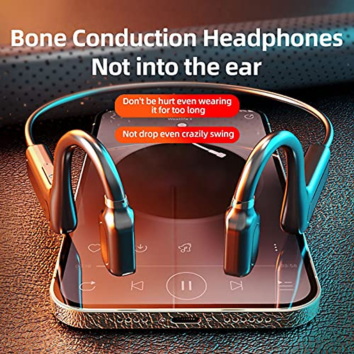 ZTGD G1-1 Wireless Bluetooth Bone Conduction Headphones Bluetooth-Compatible Earphone IPX5 Waterproof Ear Hook Swear-Proof Wireless Headphone for Sports Black