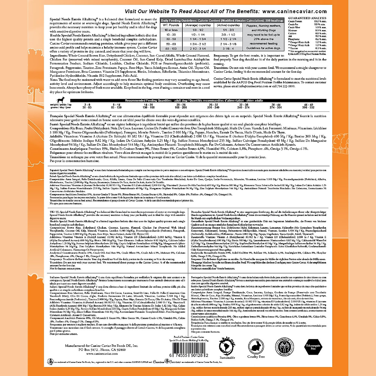 Canine Caviar Special Needs Dog Food – Limited Ingredient Alkaline Holistic Dog Food – Gluten Free, Premium for Older & Sensitive Stomach Dogs – for Skin & Coat – Chicken & Brown Rice – 4.4 lbs