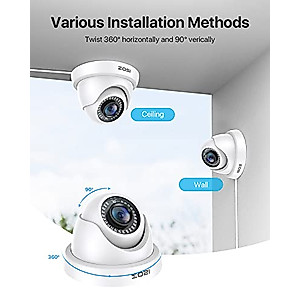 ZOSI 1080p Dome Security Cameras (Hybrid 4-in-1 HD-CVI/TVI/AHD/960H Analog CVBS),2MP Day Night Weatherproof Surveillance CCTV Camera Dome Outdoor/Indoor,Night Vision Up to 80FT