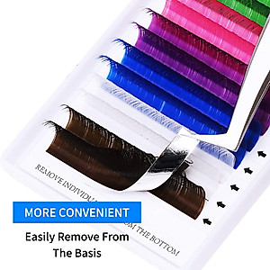 Eyelash Extensions D Curl Classic Lash Extensions .07mm Blue Green Purple Individual Lashes Mixed Colored 13mm Lashes Extension Supplies (0.07-D, 13mm)