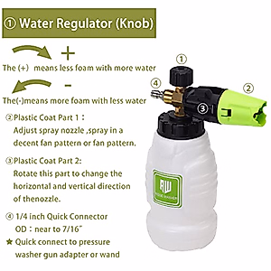 RIDGE WASHER Pressure Washer Gun with Foam Cannon Snow Foam Lance, Foam Gun Kit with 1/4 Inch Quick Connector, 1 Liter, Power Washer Foam Blaster with Car Wash Mitt