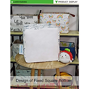LANGYASHAN Square Storage Baskets Waterproof Canvas Children Laundry Nursery Hamper for Shelves Gift Baskets Toy Organizer Room Decor (Square spaceship)