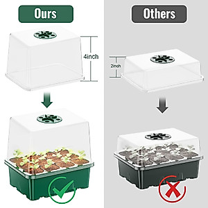 NBPLUS Seed Starter Tray with Grow Light, 5 Pack 60 Cells Seed Starter kit with Humidity Dome and Base, Plant Seedling Trays Indoor Greenhouse Gardening (Green 5 Pack)