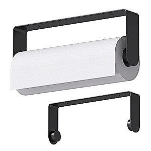 Mbillion Paper Towels Holder Under Cabinet Wall Mount and Self-Adhesive Paper Towel Rack for Kitchen Premium Grade SUS304 Stainless Steel Black