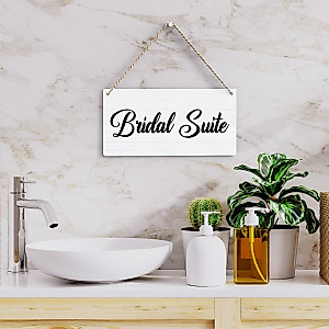 Rustic Wedding Bridal Suite Sign, Wedding Decor Wedding Stuff Engagement Wedding Party Decorations, Engagement Wedding Photo Props Sign 12x6 Inches (White)