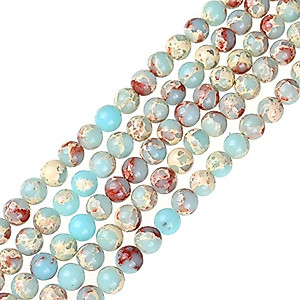 4mm Natural Blue Snakeskin Gemstone Round Loose Beads Crystal Stone Bracelet Necklace Accessories Crafts for Jewelry Making DIY,1 Strand 15"