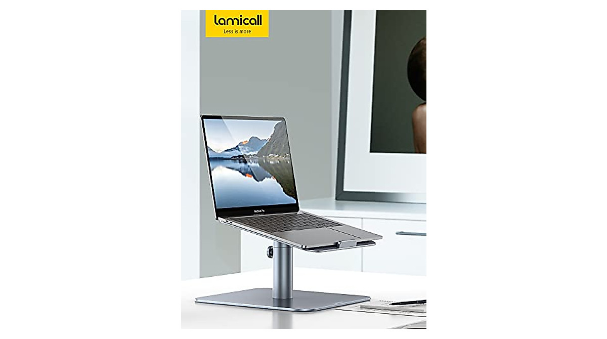 Lamicall Ergonomic Laptop Stand - Swivel, Adj. Height & Angle