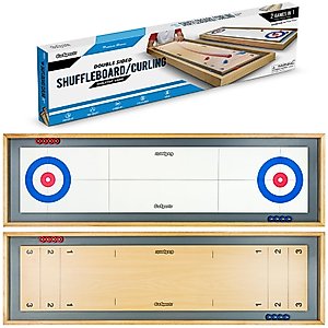 GoSports Shuffleboard and Curling 2 in 1 Board Games - Classic Tabletop or Giant Size - Choose Your Style