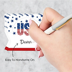 Big Dot of Happiness Stars and Stripes - Patriotic Party Tent Buffet Card - Table Setting Name Place Cards - Set of 24